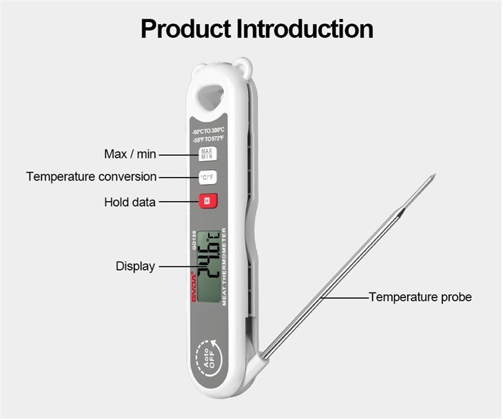 China Customized Digital Food Thermometer With Magnet And Foldable ...